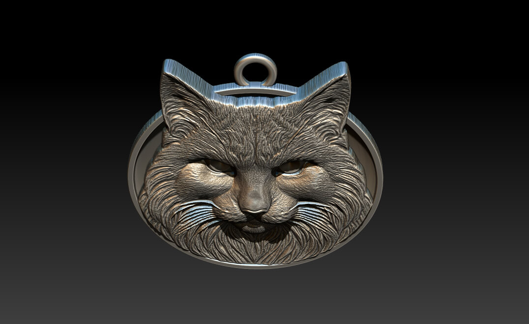 Bas-Relief Jewelery Portrait of a Bust of a Cat Free 3D Model by Dang ...
