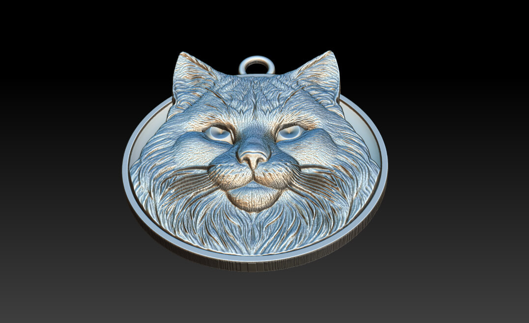 Bas-Relief Jewelery Portrait of a Bust of a Cat Free 3D Model by Dang ...