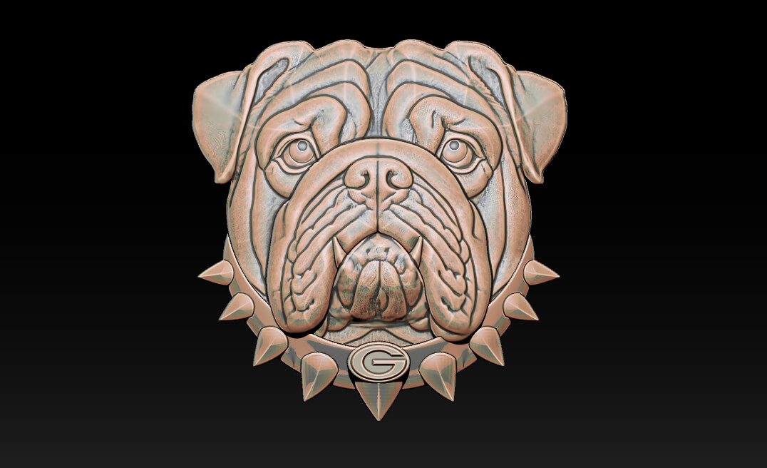 Bull Dog Portrait Relief - 3D Model by Dang nhat Tan