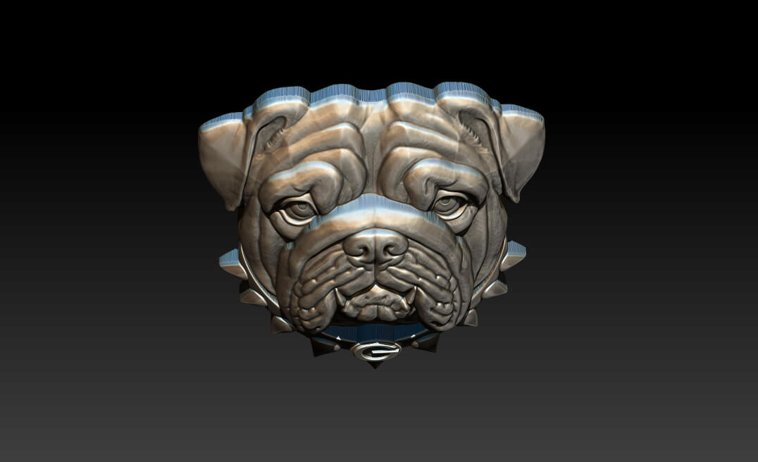 Bull Dog Portrait Relief - 3D Model by Dang nhat Tan