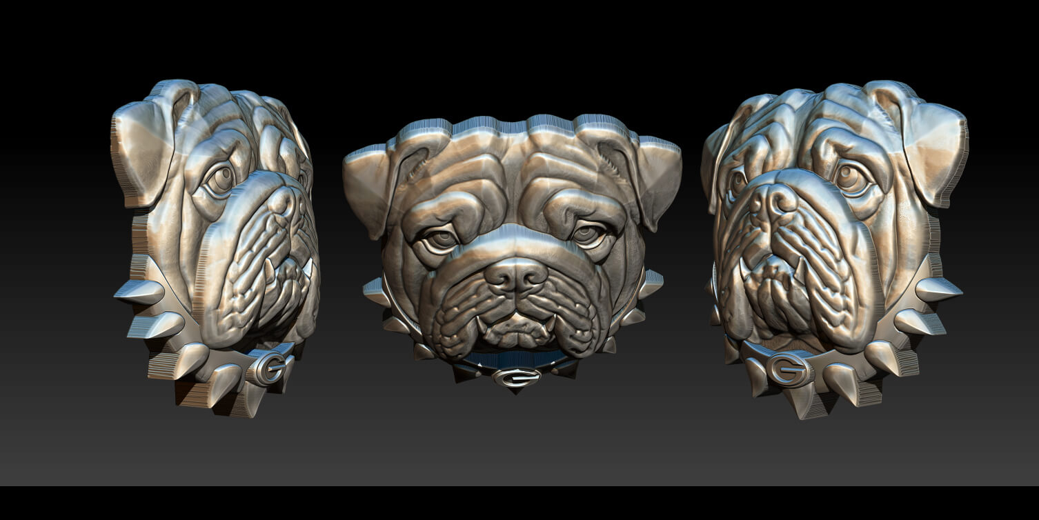Bull Dog Portrait Relief - 3D Model by Dang nhat Tan