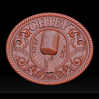 Chief Music Emblem Relief Vintage Microphone 3D CNC Model by Dang nhat Tan