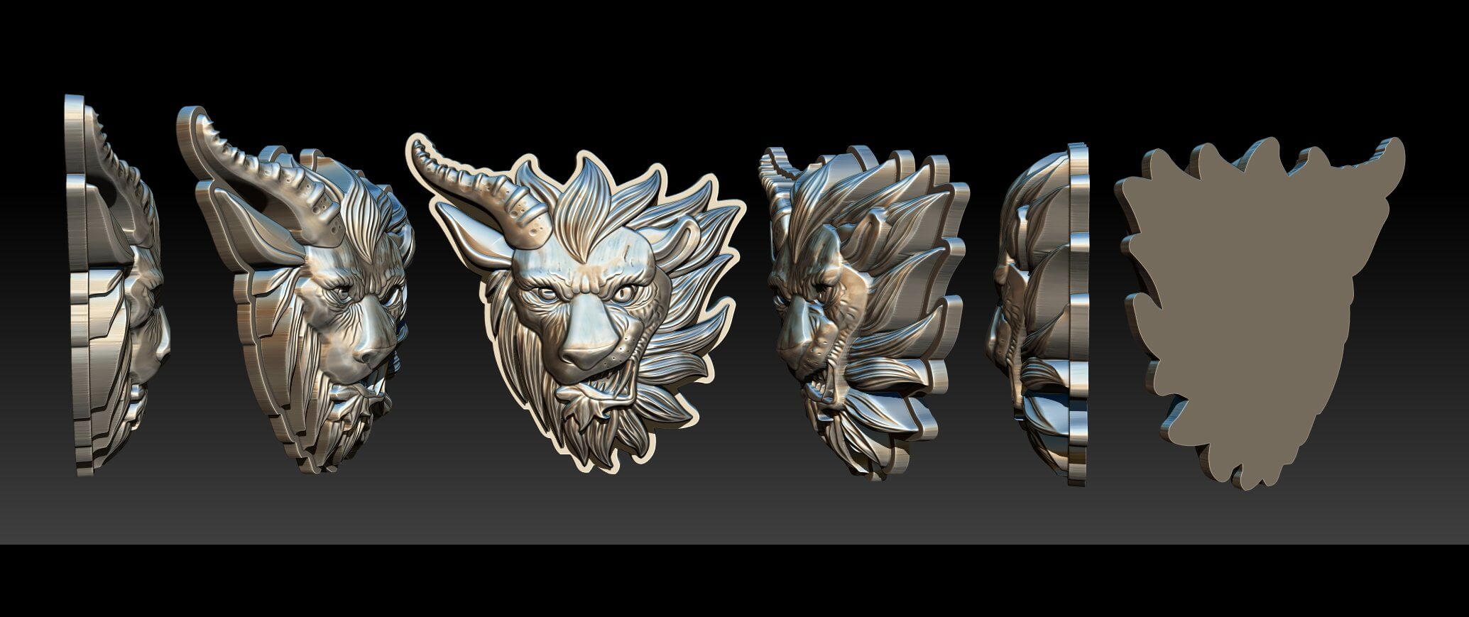 Chimera - Lion Goat Head Pendant 3D Model by Dang nhat Tan