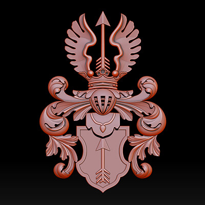 Classic Heraldic Crest Relief Coat of Arms 3D CNC Model by Dang nhat Tan