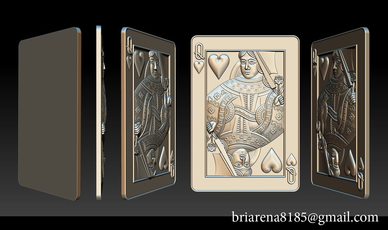 Heart Queen Playing Card Pendant - Print Ready 3D Model by Dang nhat Tan