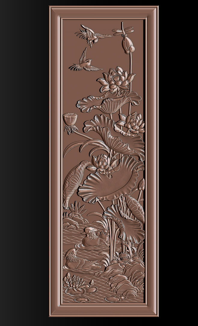 Lotus Pattern Relief Design for CNC Router - 3D Model by Dang nhat Tan