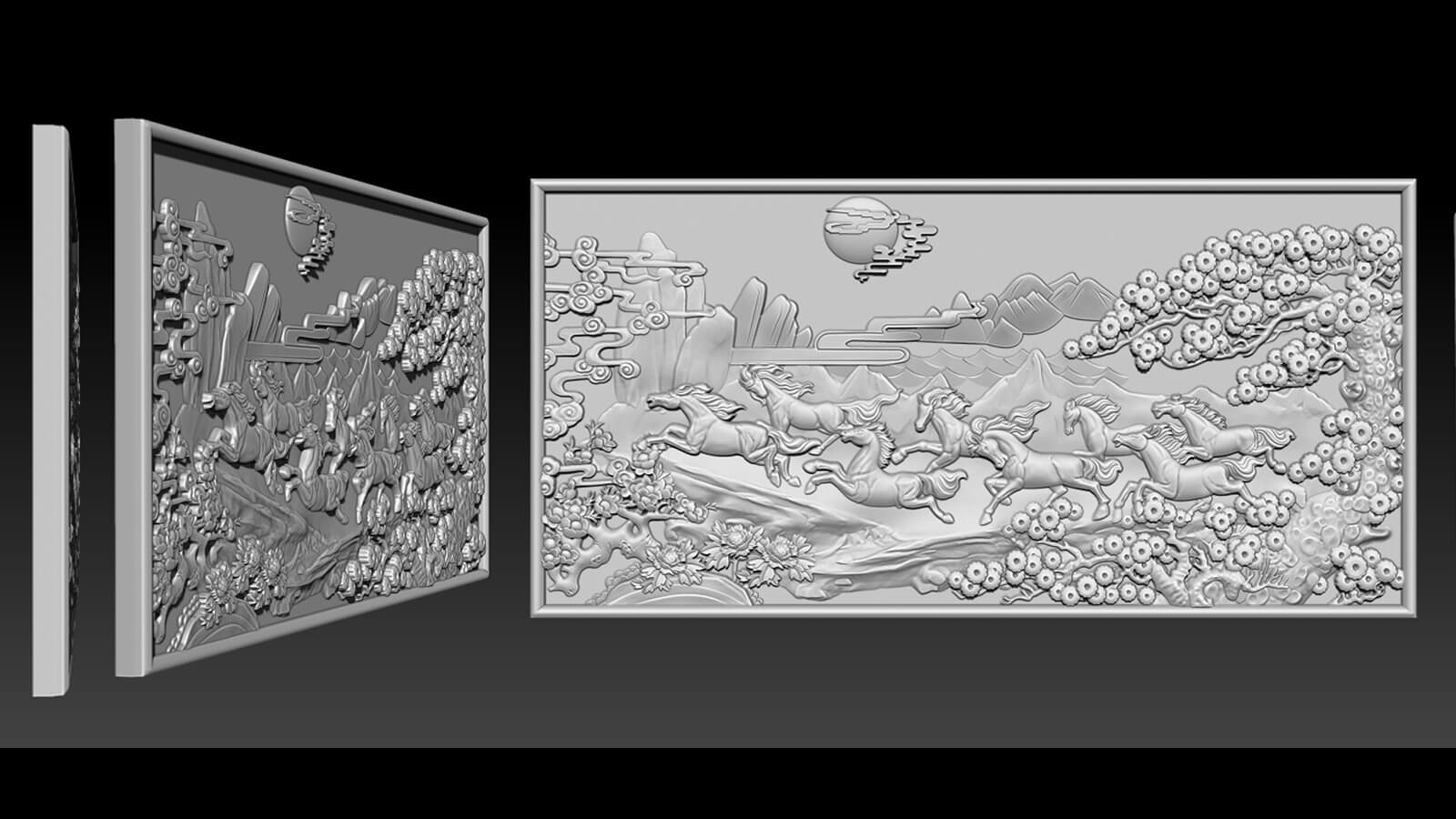 Race Horse Wood Carving File Stl OBJ and Ztl for CNC - 3D Model by Dang ...