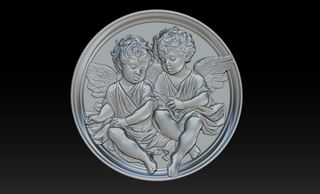 Relief Model of Two Little Angels - Stl by Dang nhat Tan