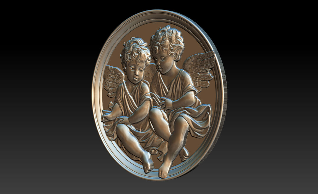 Relief Model of Two Little Angels - Stl by Dang nhat Tan