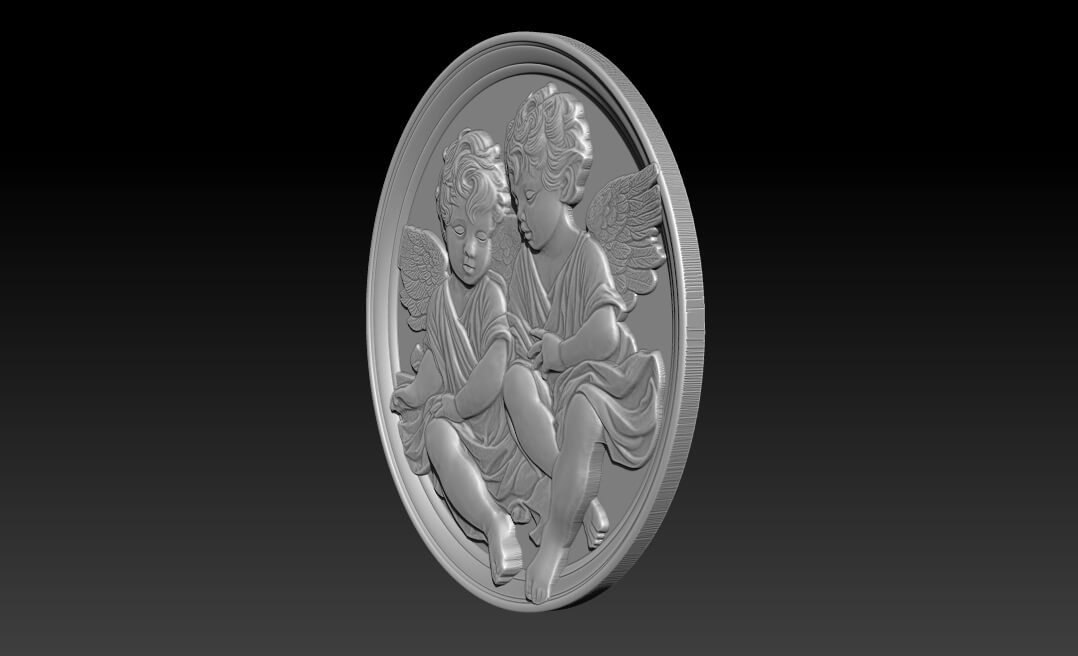 Relief Model of Two Little Angels - Stl by Dang nhat Tan