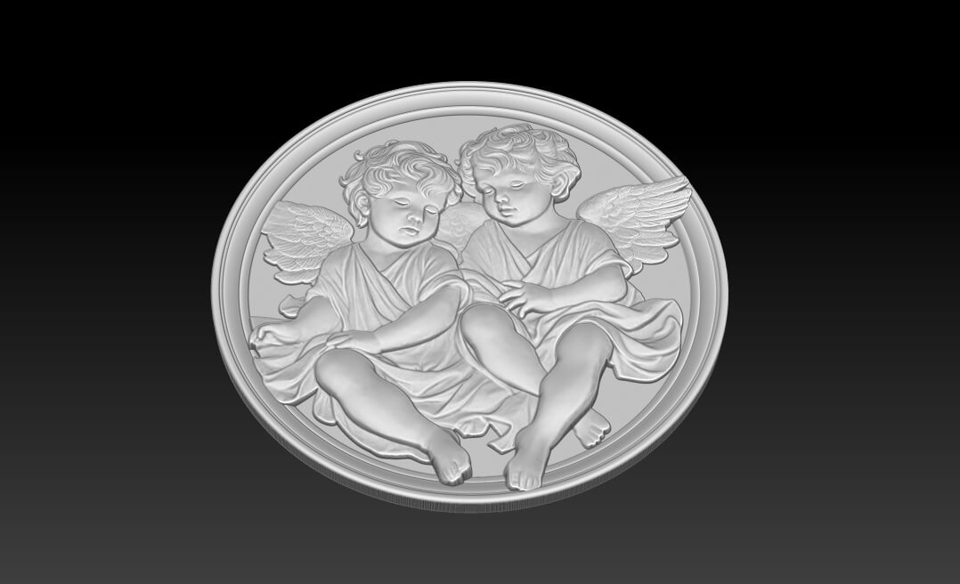 Relief Model of Two Little Angels - Stl by Dang nhat Tan