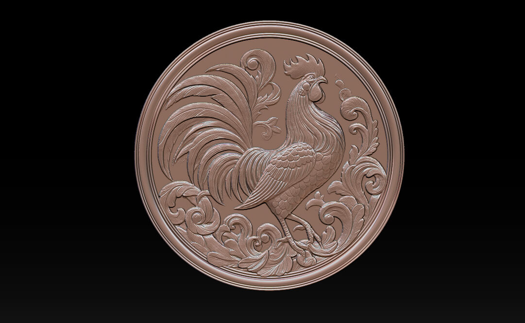 Rooster Relief Coin - CNC 3D Model by Dang nhat Tan