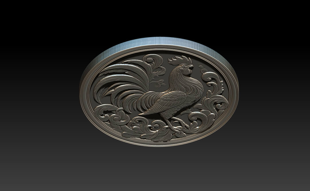 Rooster Relief Coin - CNC 3D Model by Dang nhat Tan