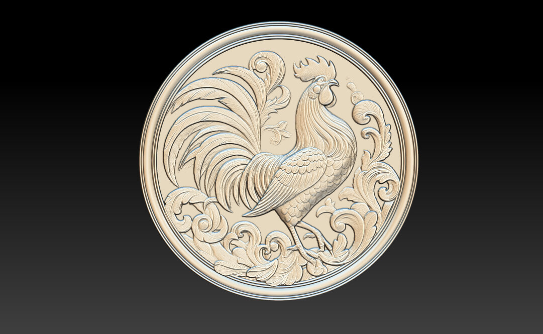 Rooster Relief Coin - CNC 3D Model by Dang nhat Tan