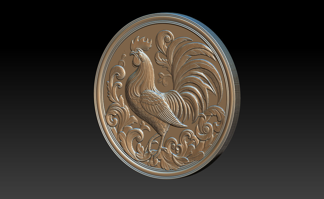 Rooster Relief Coin - CNC 3D Model by Dang nhat Tan