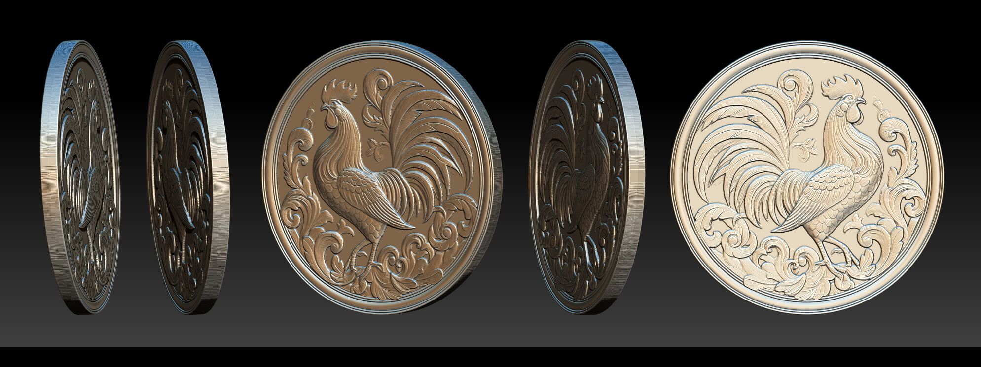 Rooster Relief Coin - CNC 3D Model by Dang nhat Tan