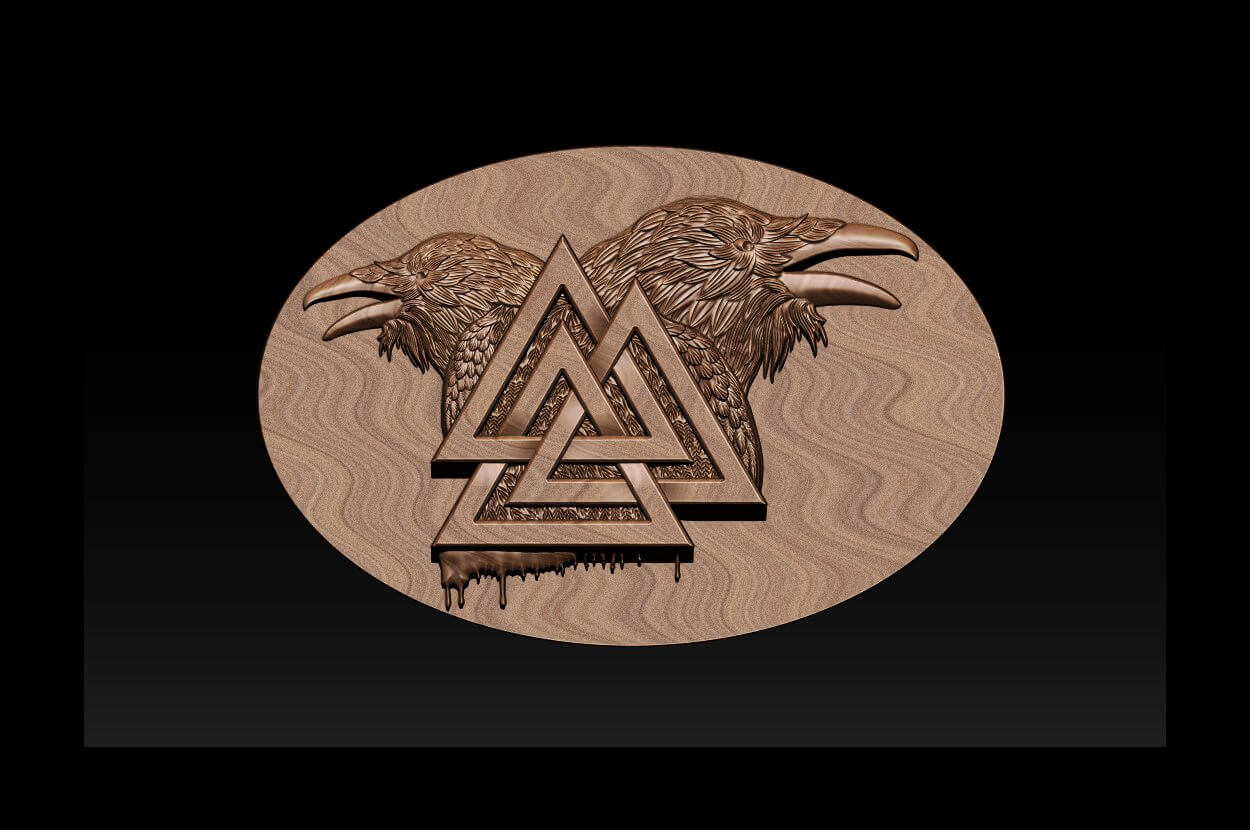 Valknut Symbol and Raven Pendant - 3D Print Model by Dang nhat Tan