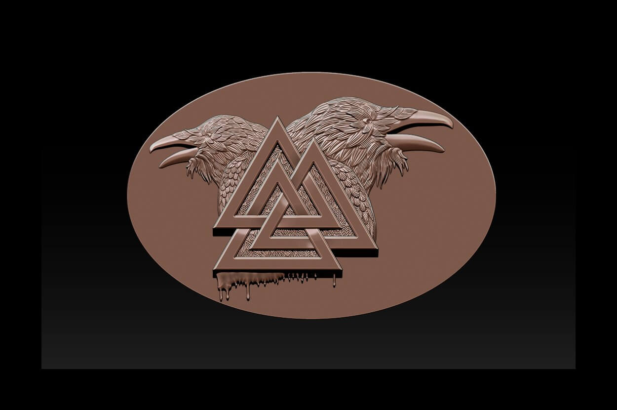 Valknut Symbol and Raven Pendant - 3D Print Model by Dang nhat Tan