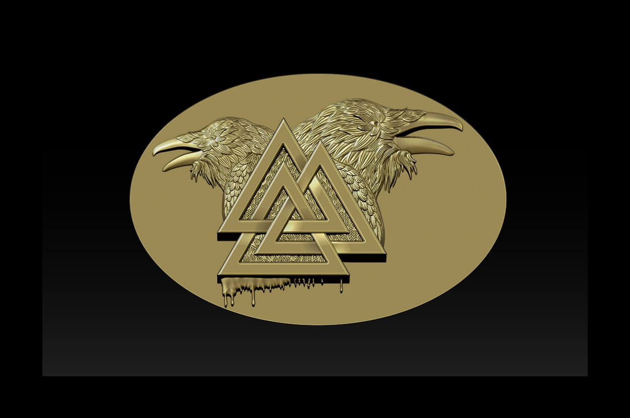 Valknut Symbol and Raven Pendant - 3D Print Model by Dang nhat Tan