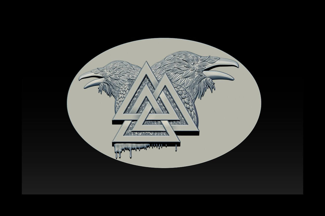 Valknut Symbol and Raven Pendant - 3D Print Model by Dang nhat Tan