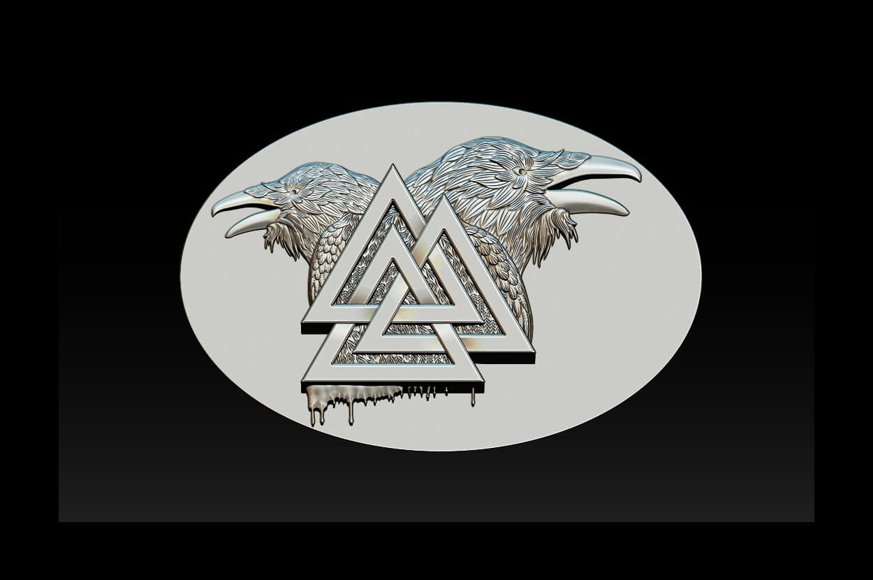 Valknut Symbol and Raven Pendant - 3D Print Model by Dang nhat Tan