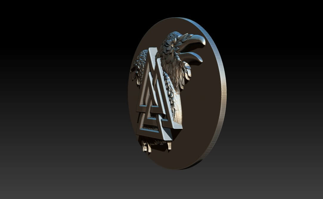 Valknut Symbol and Raven Pendant - 3D Print Model by Dang nhat Tan