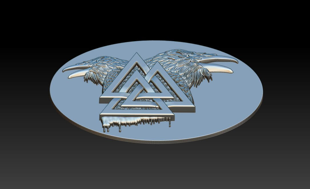 Valknut Symbol and Raven Pendant - 3D Print Model by Dang nhat Tan