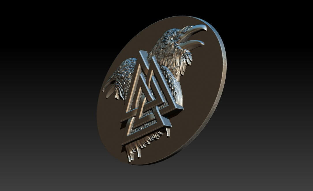 Valknut Symbol and Raven Pendant - 3D Print Model by Dang nhat Tan