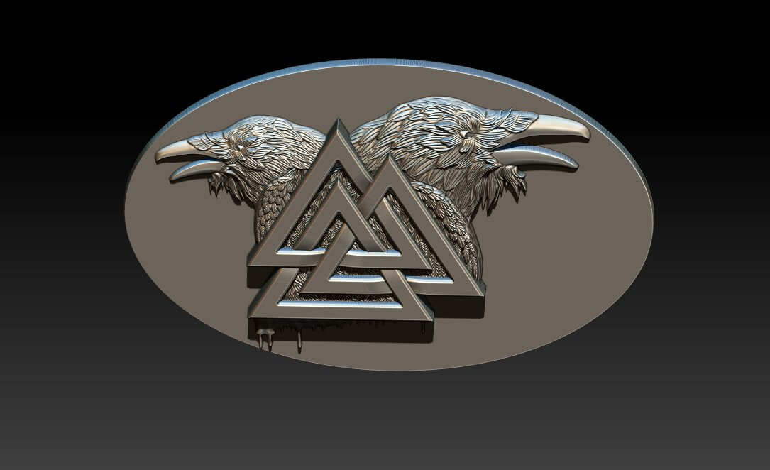 Valknut Symbol and Raven Pendant - 3D Print Model by Dang nhat Tan