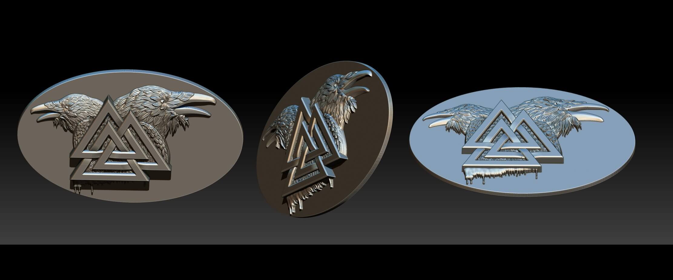 Valknut Symbol and Raven Pendant - 3D Print Model by Dang nhat Tan