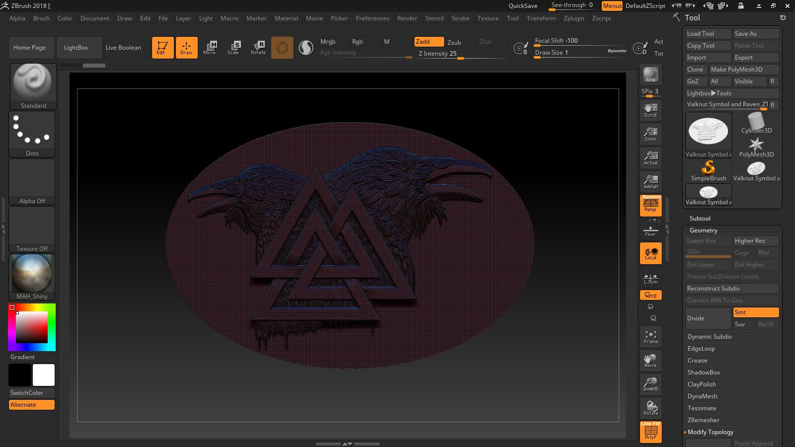 Valknut Symbol and Raven Pendant - 3D Print Model by Dang nhat Tan