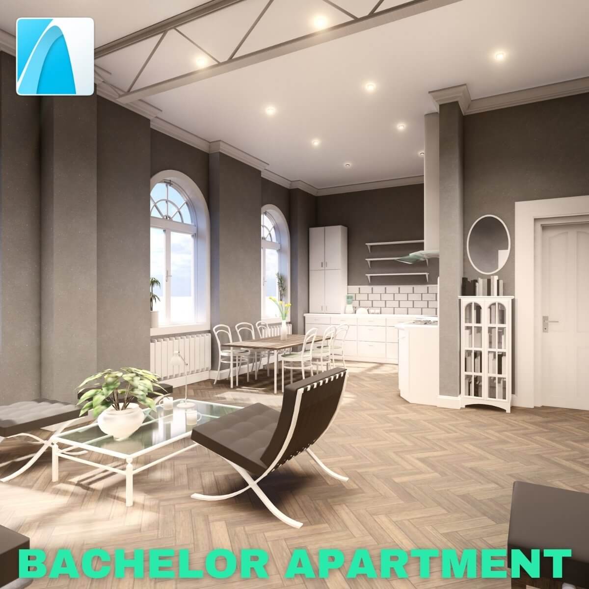 Bachelor Studio Apartment Scene (Archicad) - 3D Model by DANIAN3D