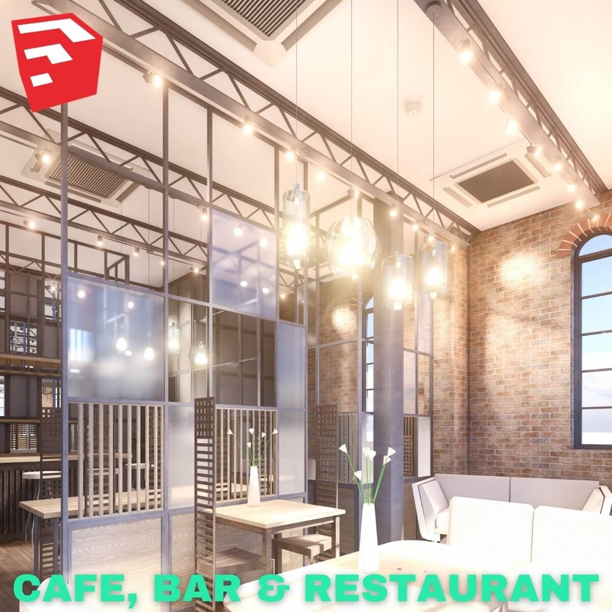 Intimate Cafe, Bar & Restaurant Scene (SketchUp) - 3D Model by DANIAN3D