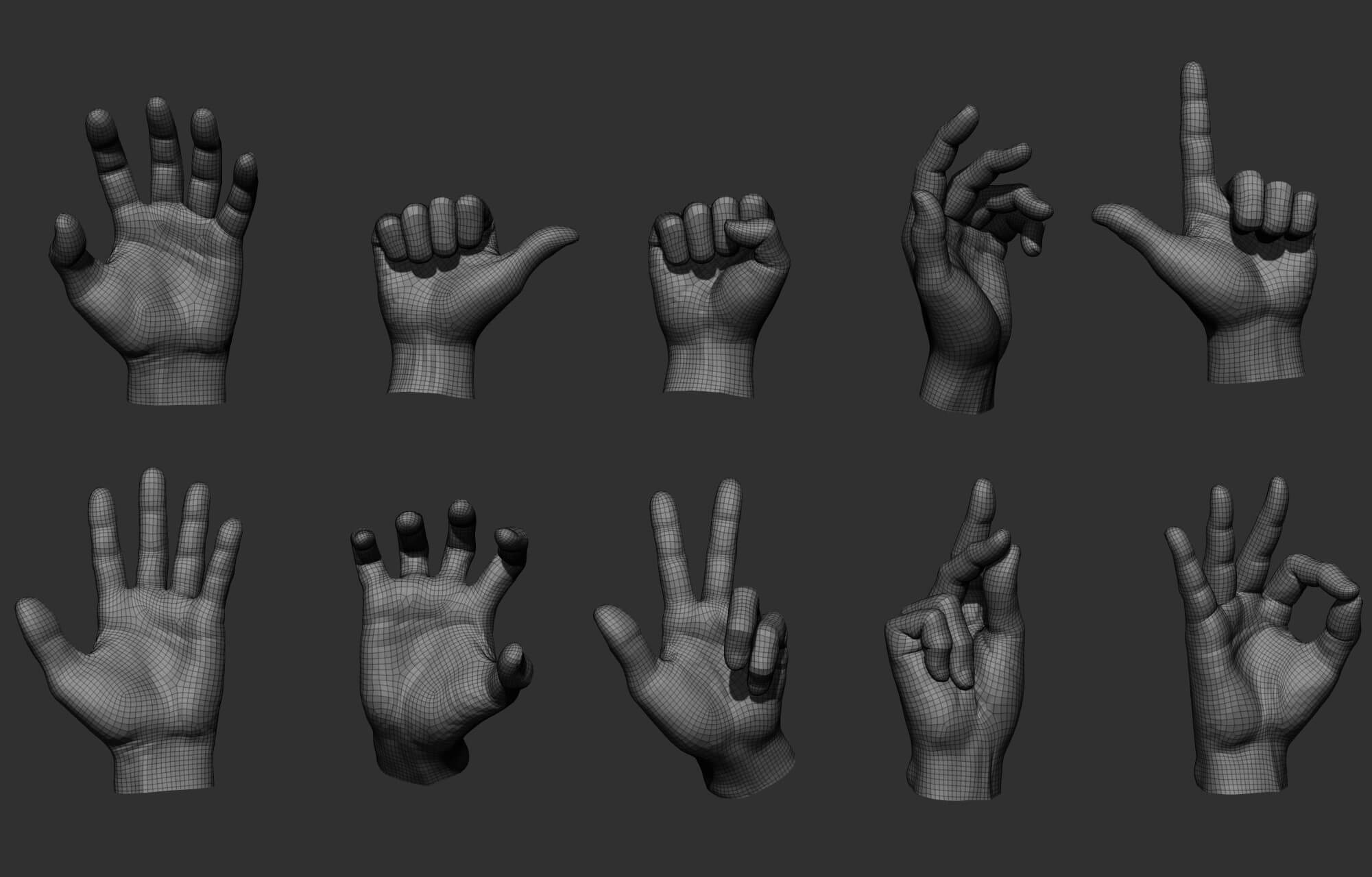10 Male Hand Poses - 3D Model by Daniartist