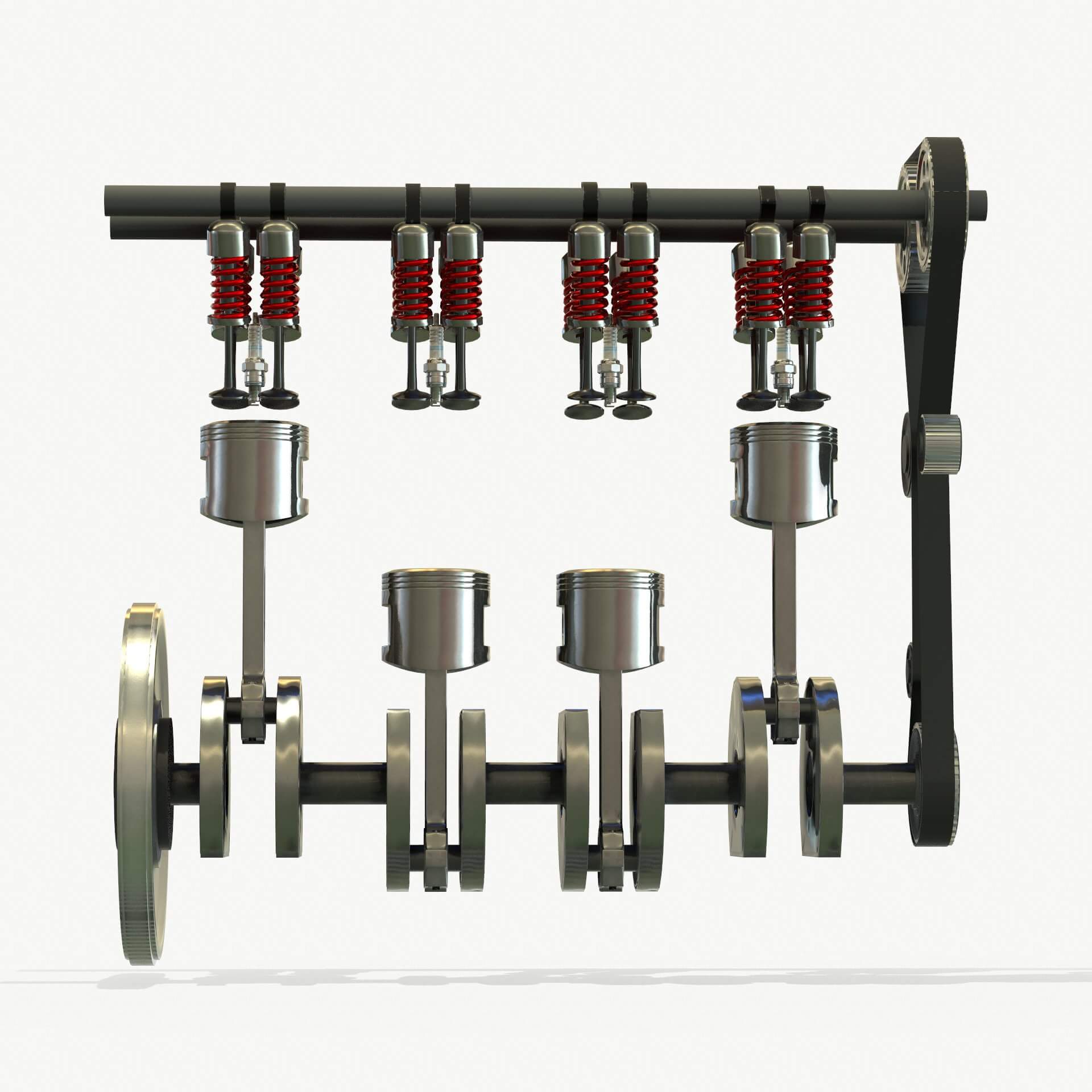 Animated Engine Parts 4T - 3D Model by Daniel Mikulik