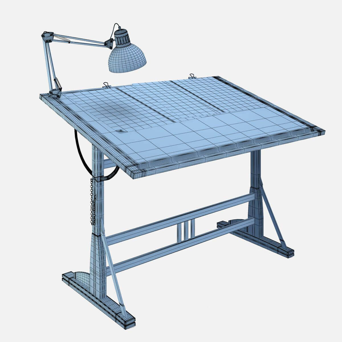 Blueprint Desk with Lamp - 3D Model by Daniel Mikulik