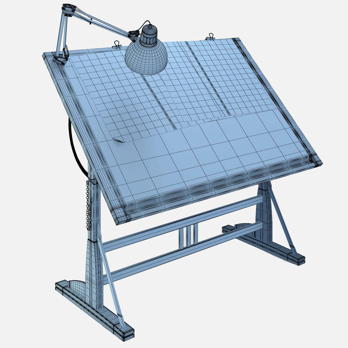 Blueprint Desk with Lamp - 3D Model by Daniel Mikulik