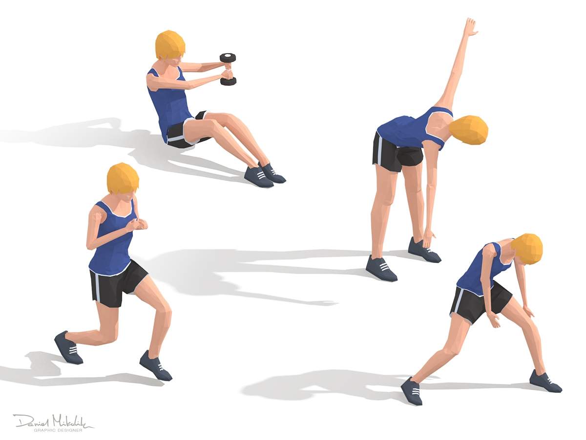 Exercise Animations Bundle Woman - 3D Model by Daniel Mikulik