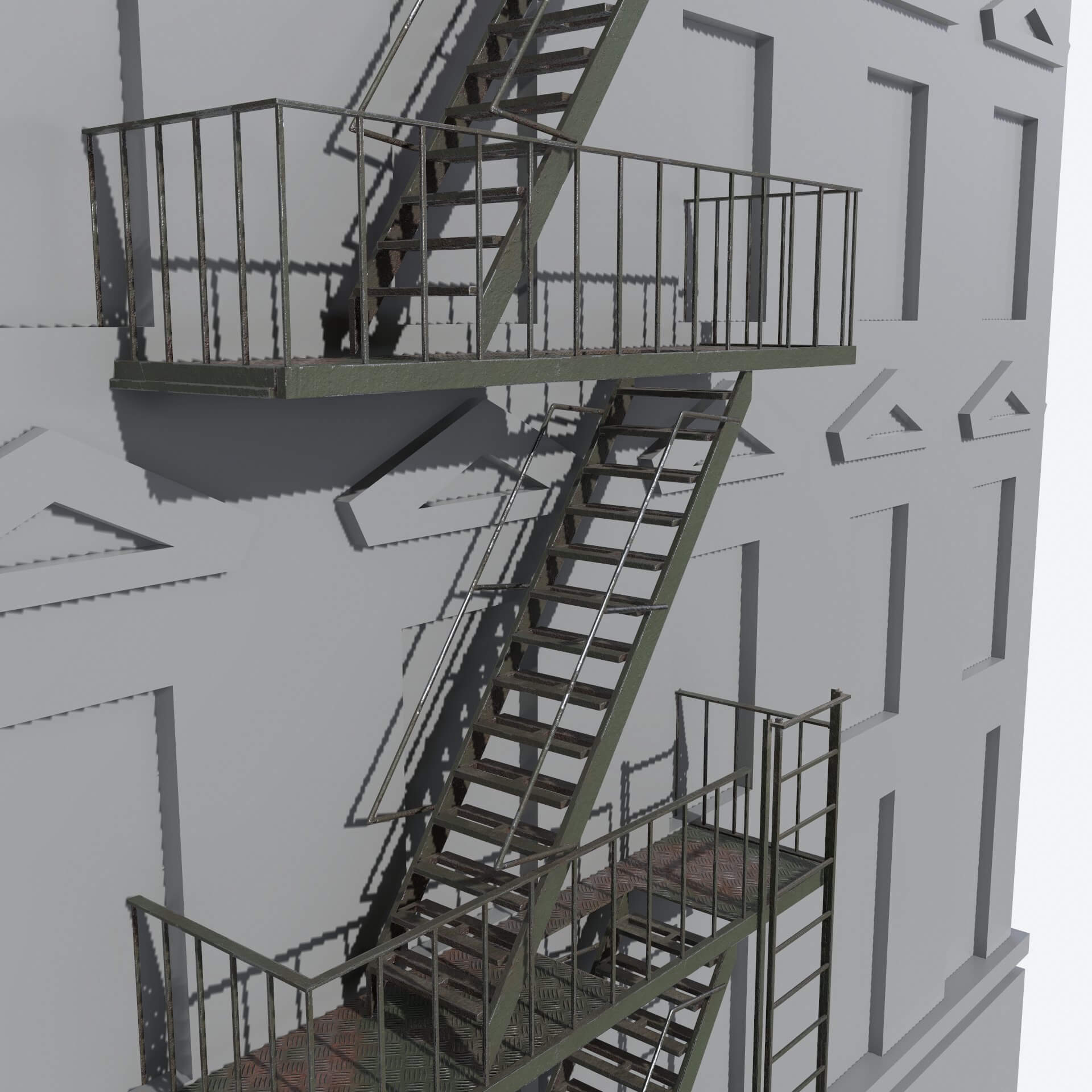 Fire Escape Stairs Modular - 3D Model by Daniel Mikulik