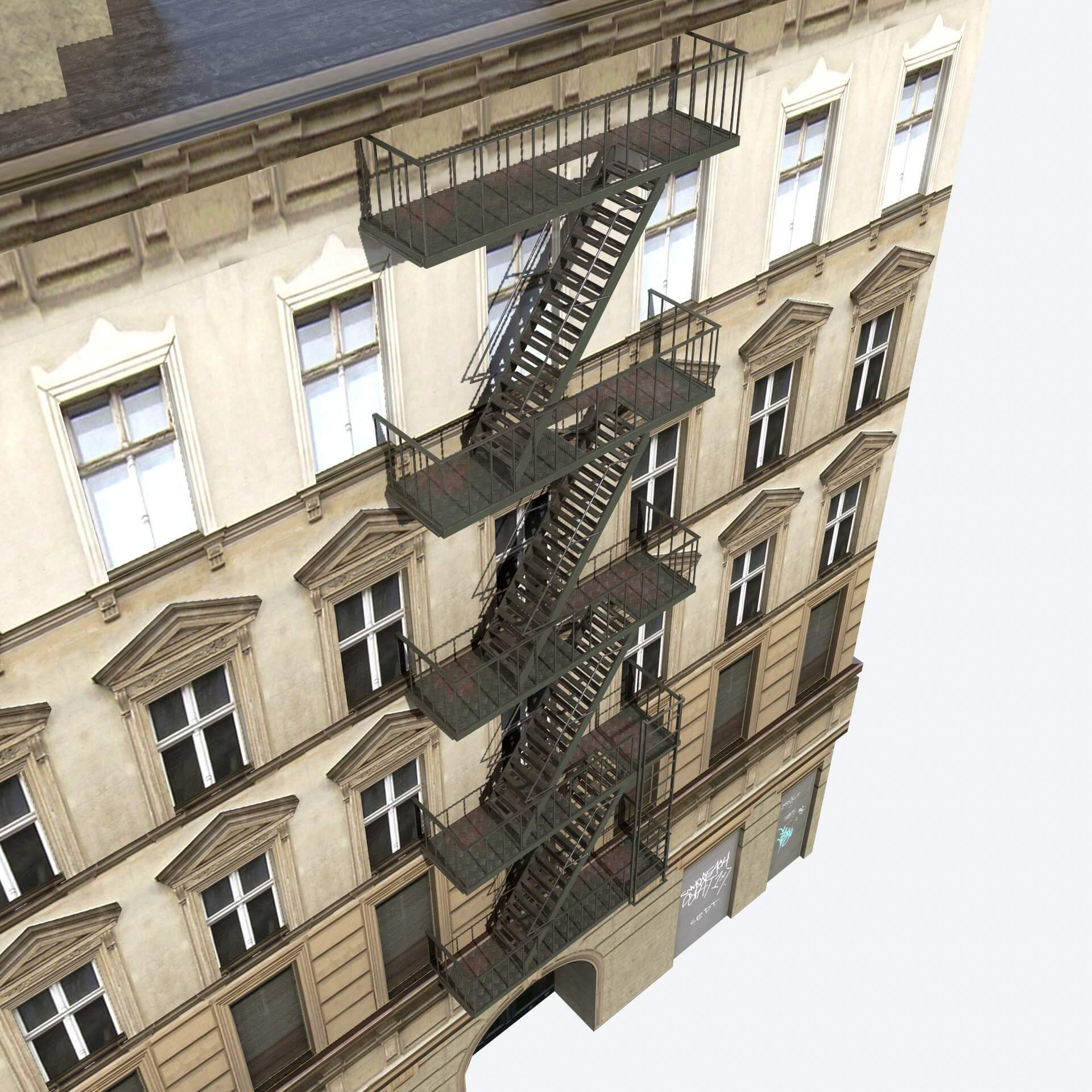 Fire Escape Stairs Modular - 3D Model by Daniel Mikulik