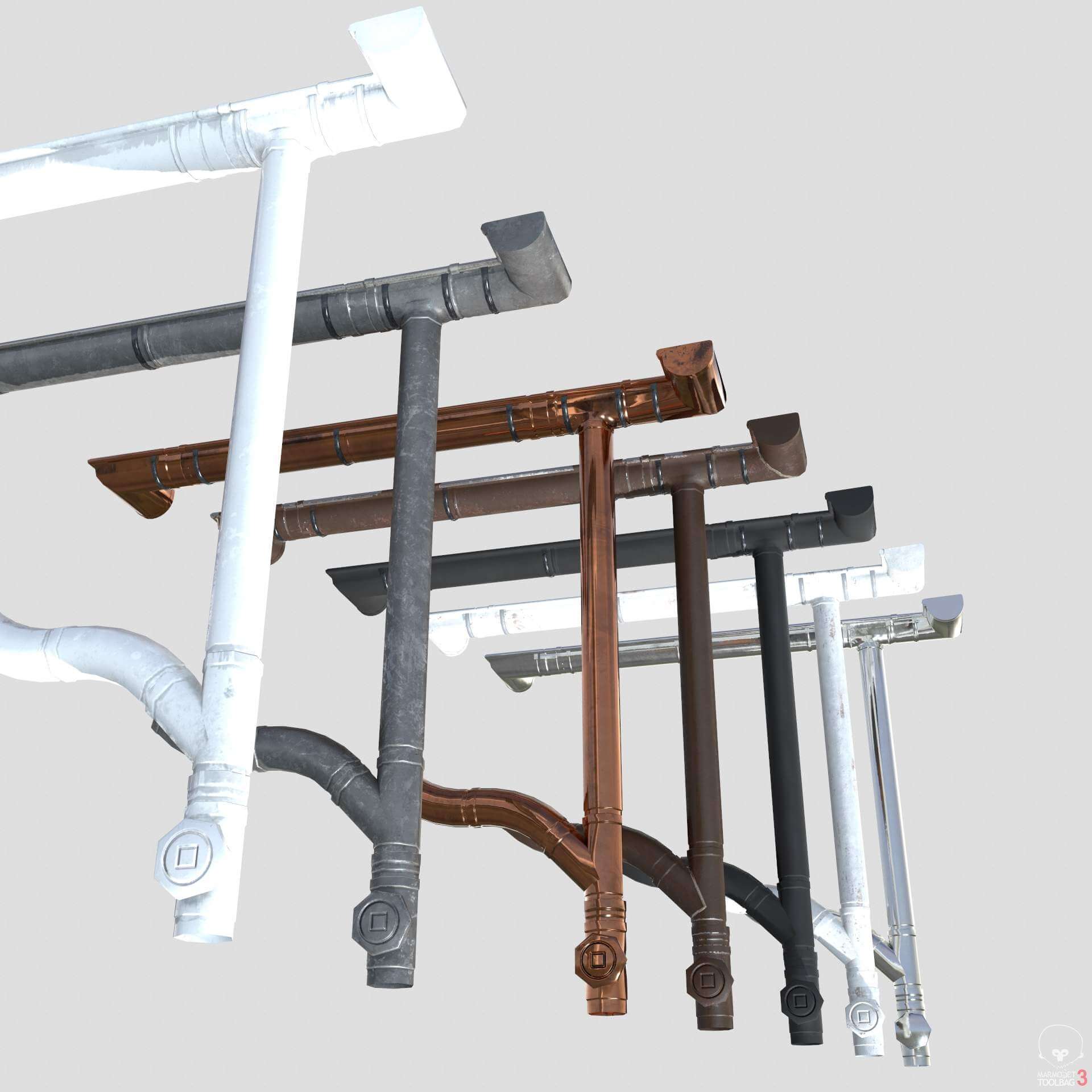 Gutter System PBR Material Pack - 3D Model by Daniel Mikulik