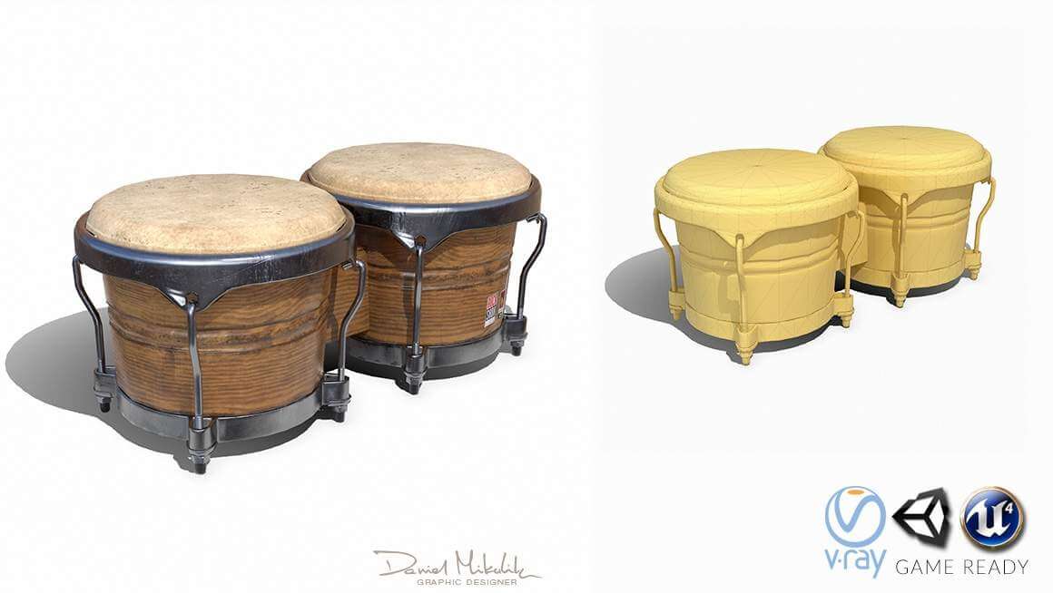 Bongo Drums - 3D Model by Daniel Mikulik