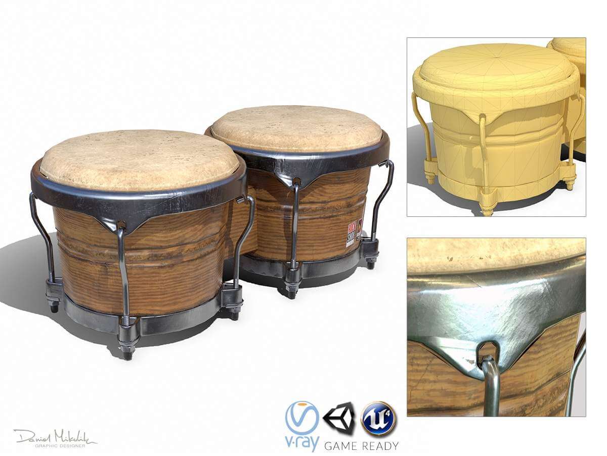 Bongo Drums - 3D Model by Daniel Mikulik