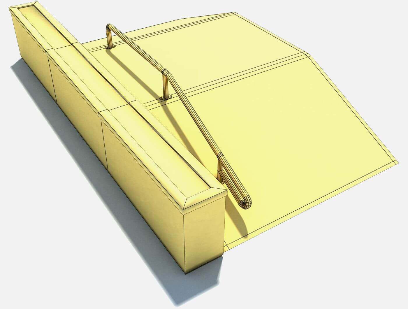 Skate Ramp with Wall and Rail - 3D Model by Daniel Mikulik