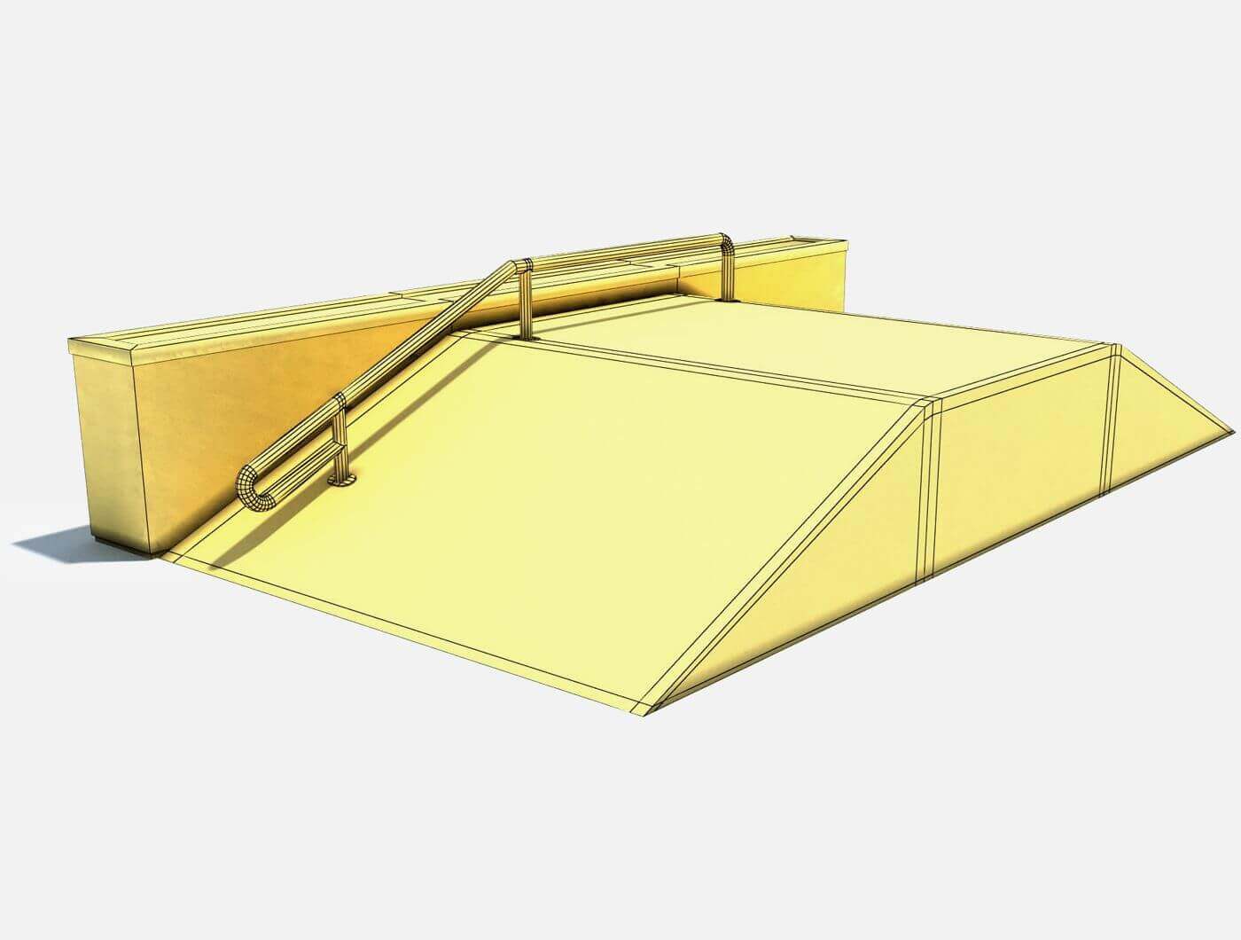 Skate Ramp with Wall and Rail - 3D Model by Daniel Mikulik