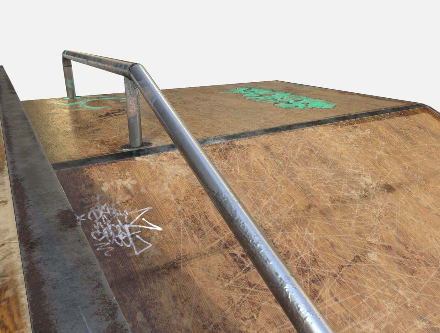 Skate Ramp with Wall and Rail - 3D Model by Daniel Mikulik