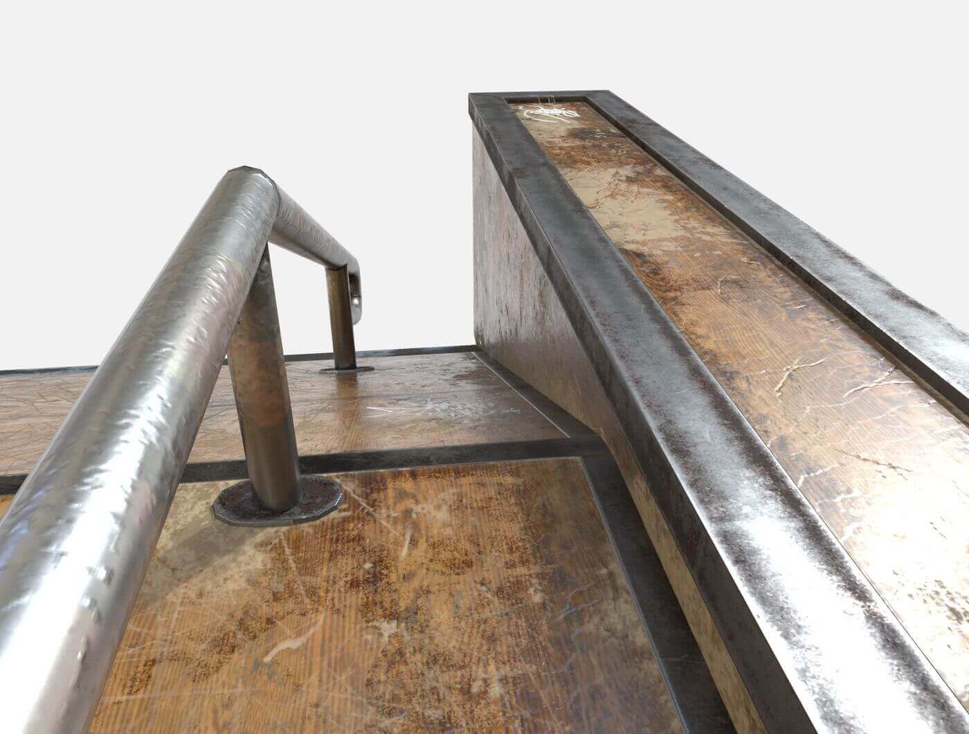 Skate Ramp with Wall and Rail - 3D Model by Daniel Mikulik