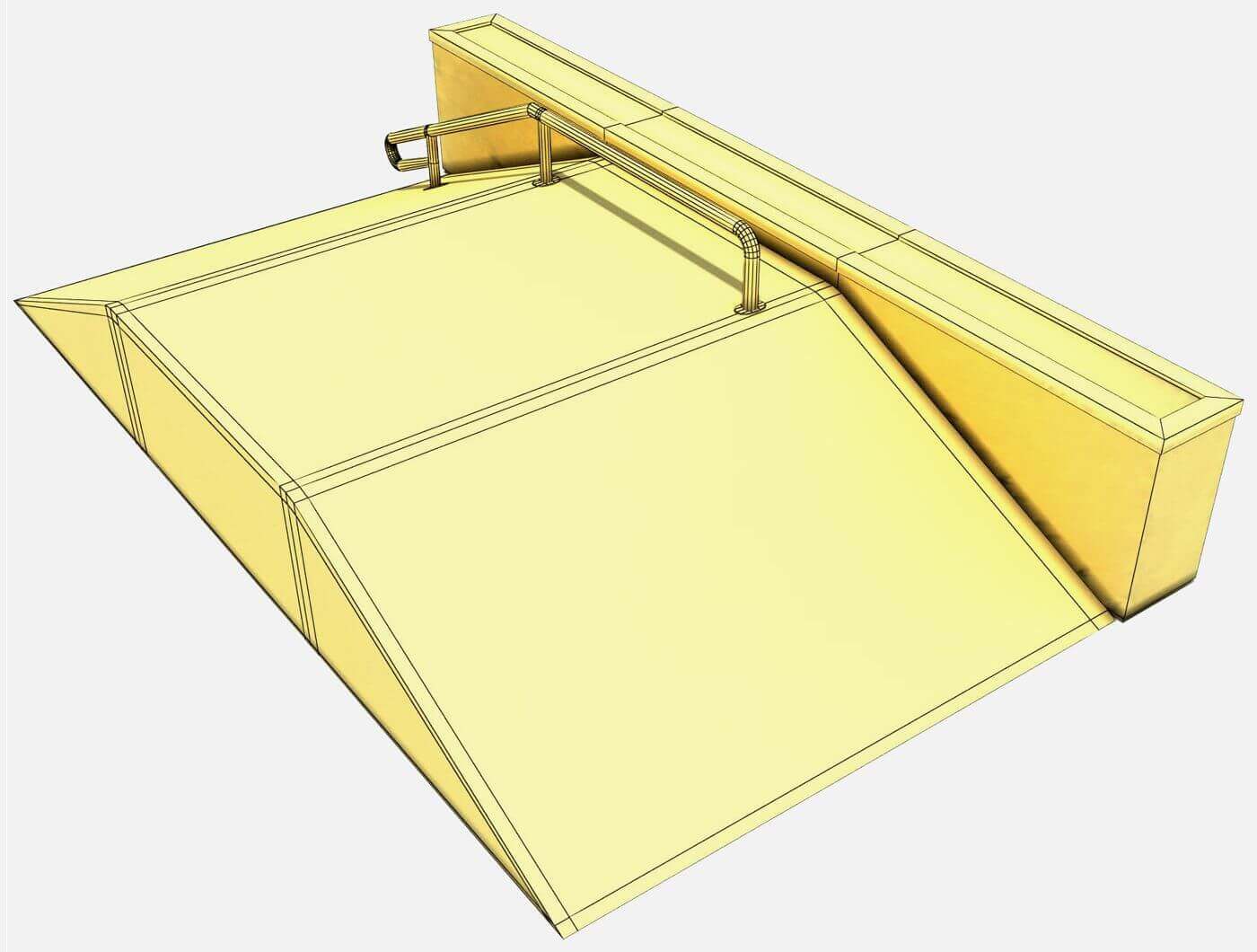 Skate Ramp with Wall and Rail - 3D Model by Daniel Mikulik