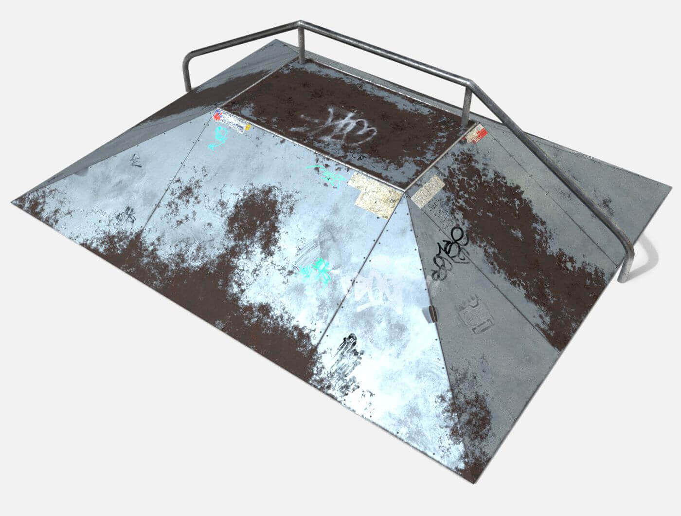 Skate Ramp with Rail - 3D Model by Daniel Mikulik