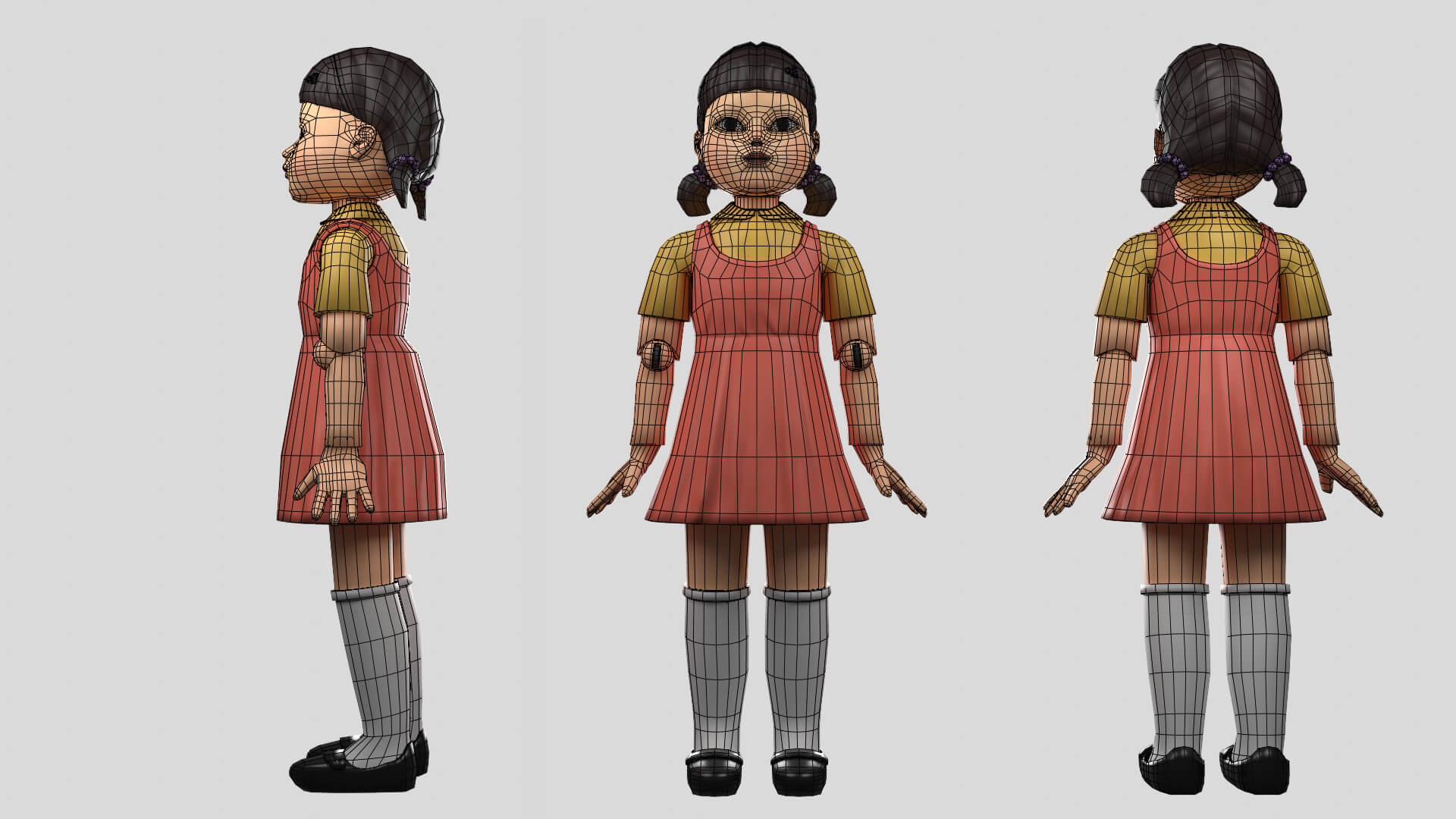 Squid Game Doll Low Poly Rigged 3D Model by Daniu3d